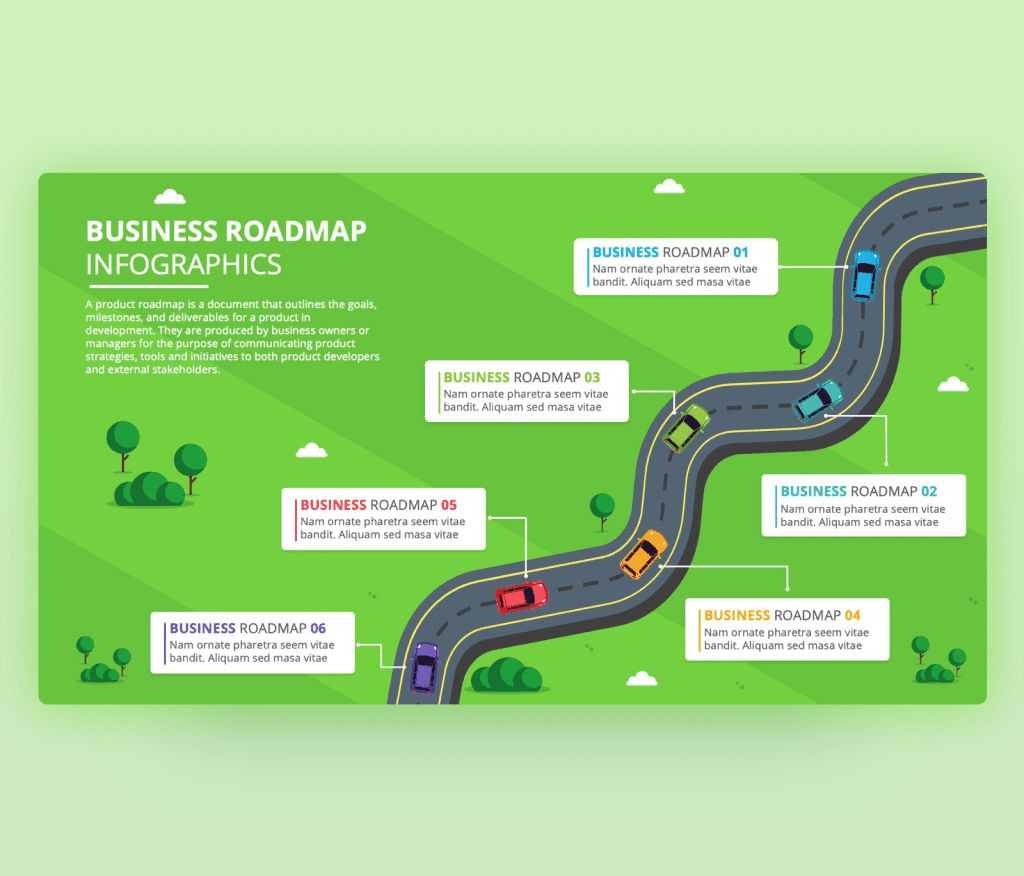 Premast | Business Roadmap with Six Stages - PowerPoint Template