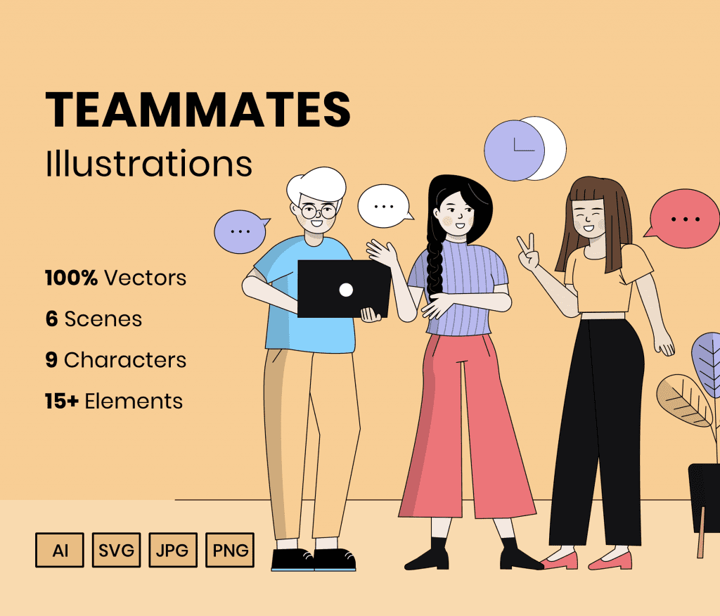 Teammates Character Vector Illustrations | Premast