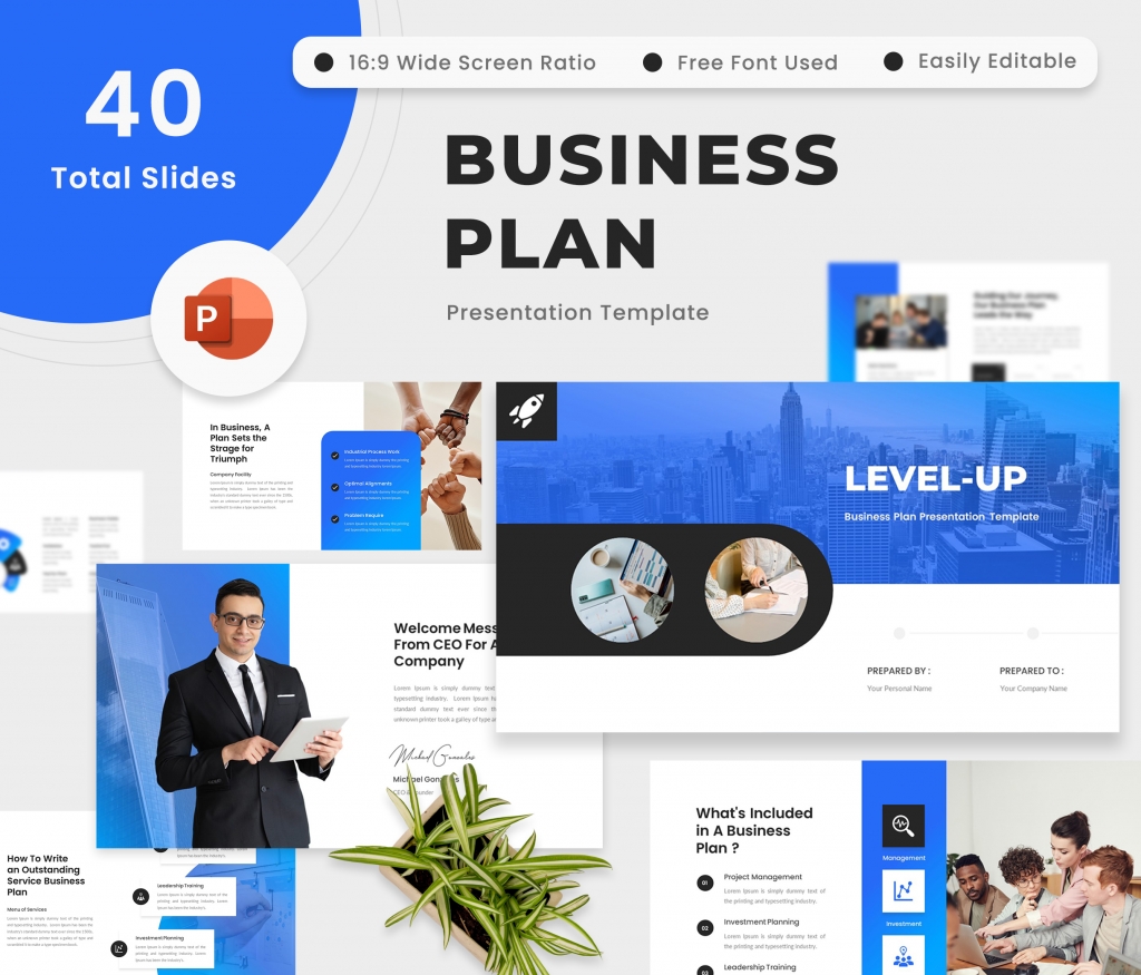 Premast | Level-Up-Business Plan Template-powerpoint