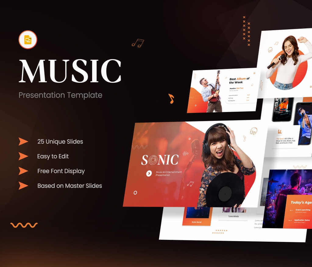 Premast | Sonic- Music & Entertainment Google Slides Template