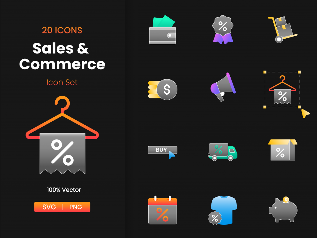 20 Sales & Commerce Icon pack | Premast