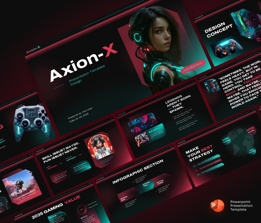 Axion-X Gaming Presentation PowerPoint template | Premast