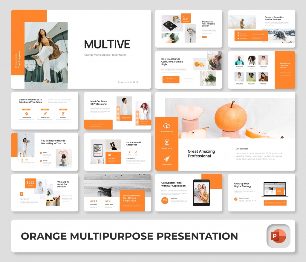 Premast | Multive - Orange Multipurpose PowerPoint Presentation Template