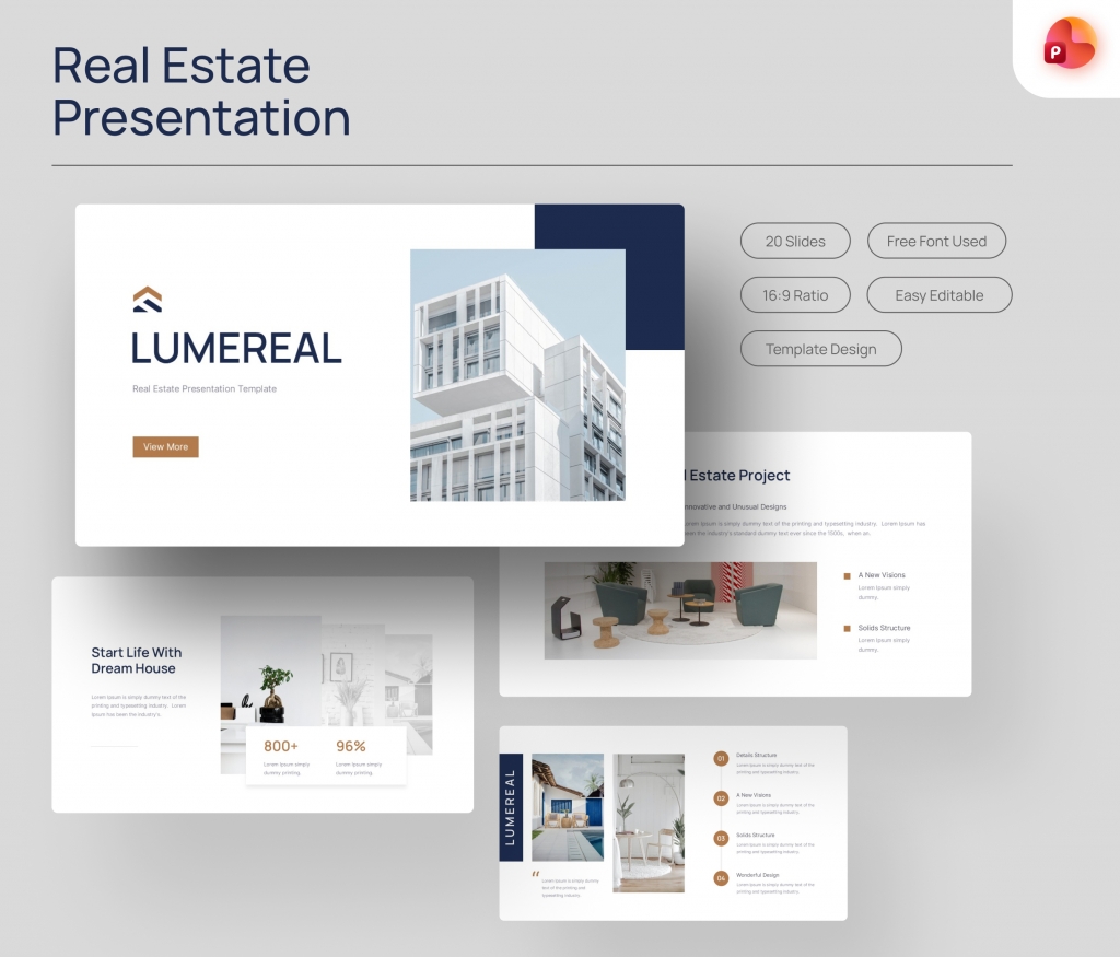 Premast | Lumereal - Real Estate PowerPoint Presentation Template